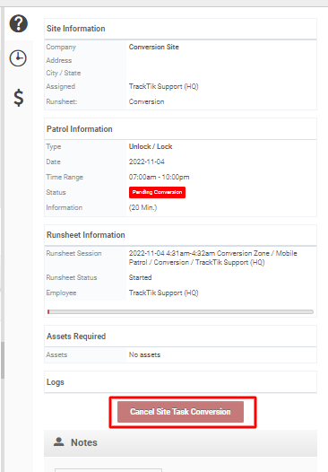 Convert a runsheet event to a site task from Mobile dispatch – TrackTik Help Center