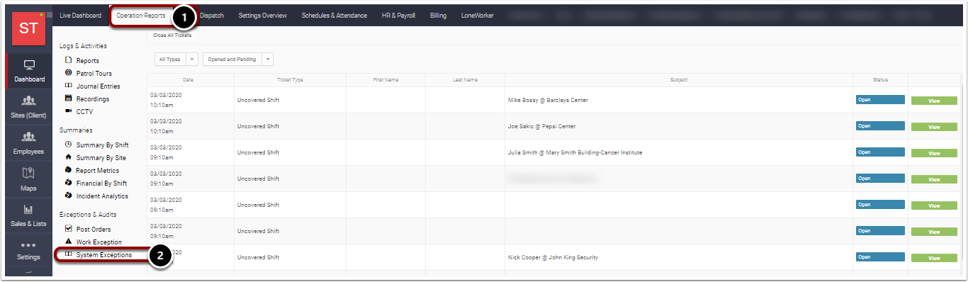 System Exceptions – TrackTik Help Center