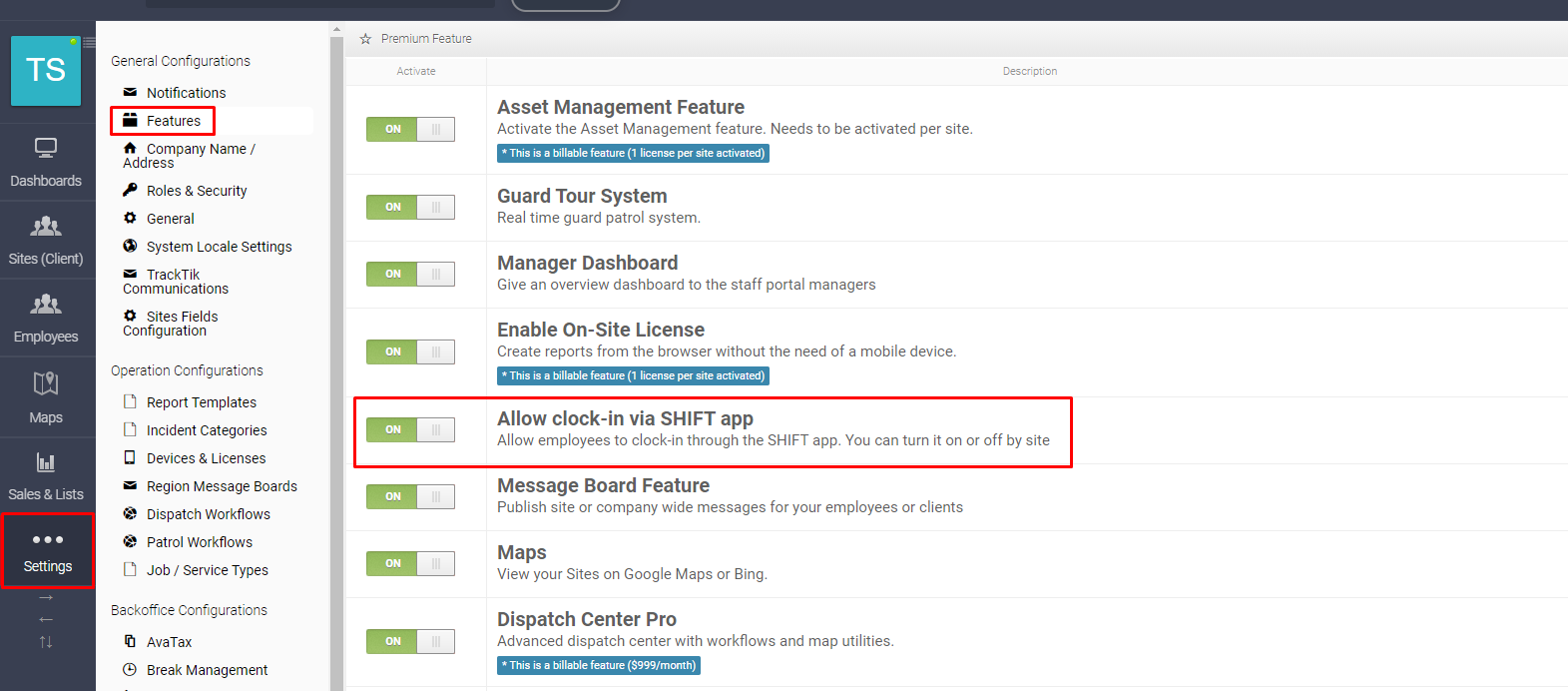 Admin settings - User Guide for SHIFT – TrackTik Help Center
