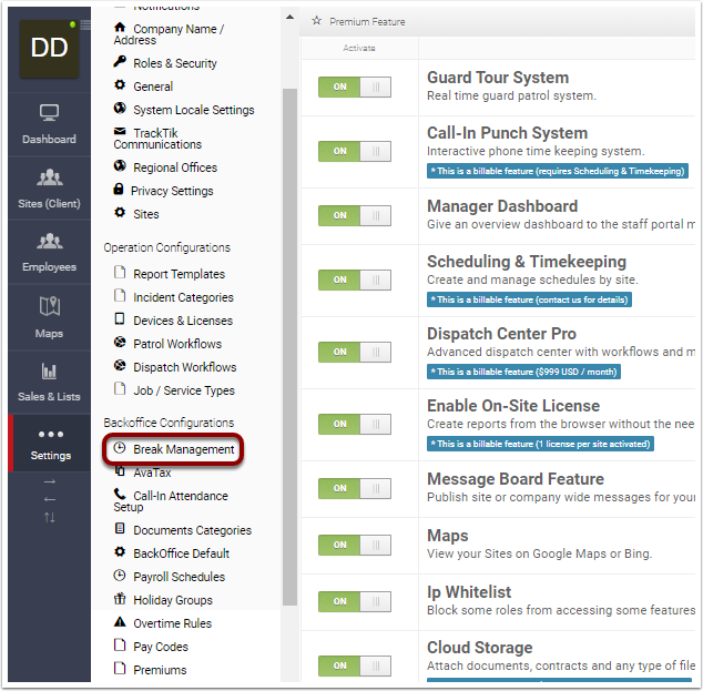 Configure Break Management – TrackTik Help Center
