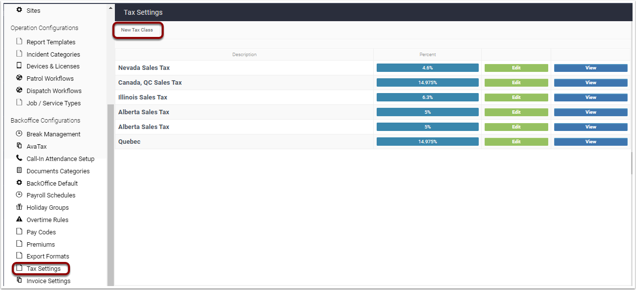 Create a Tax Class – TrackTik Help Center
