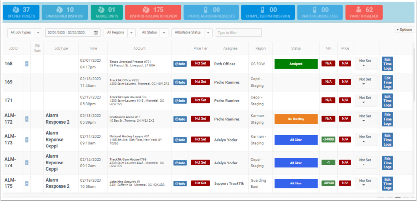 Patrol and Dispatch Billing Verification Screens – TrackTik Help Center