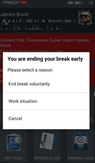 Take a voluntary or involuntary break in the Guard Tour mobile app ...