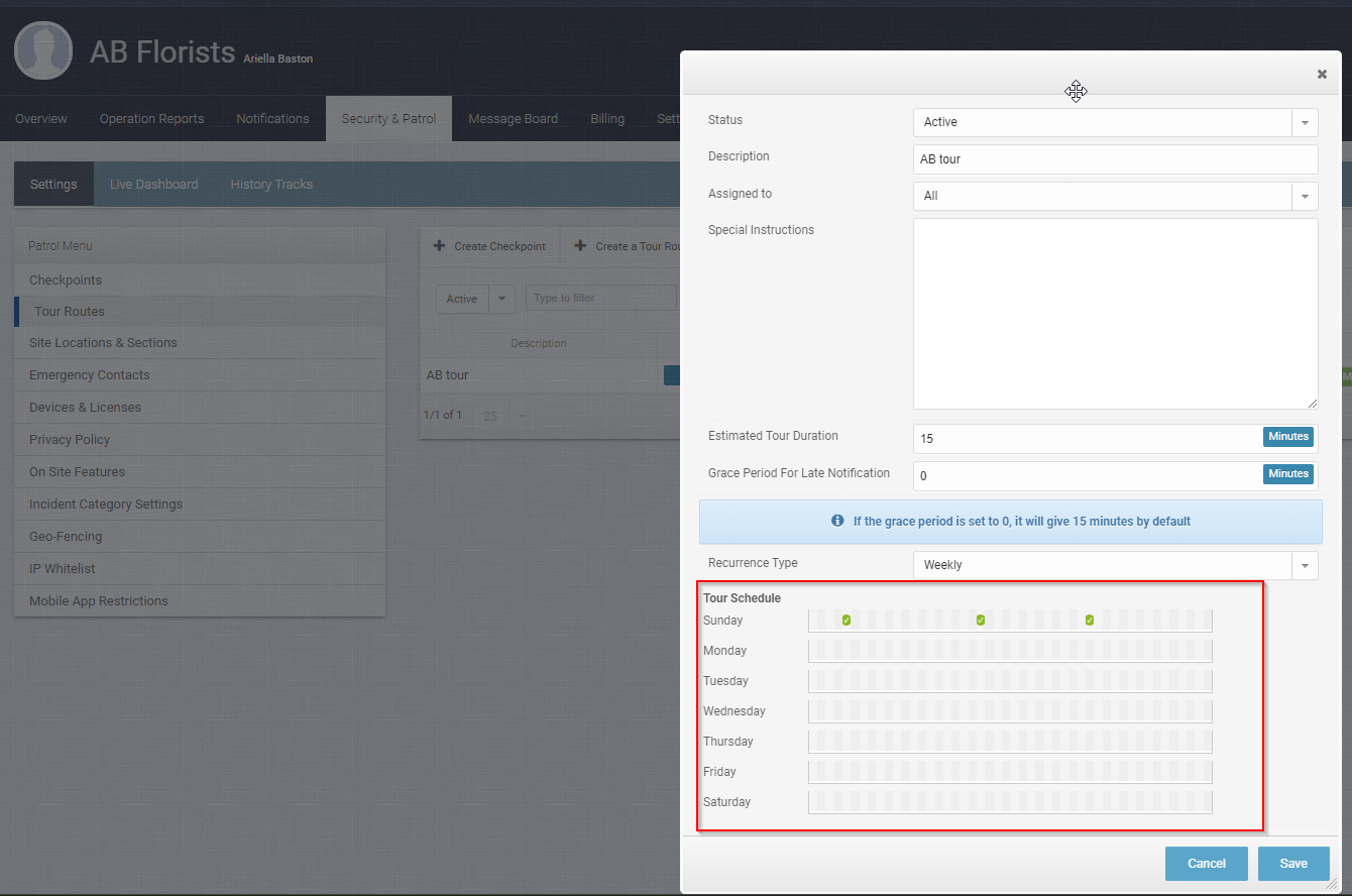 Checkpoint Tour Schedules Tracktik Help Center