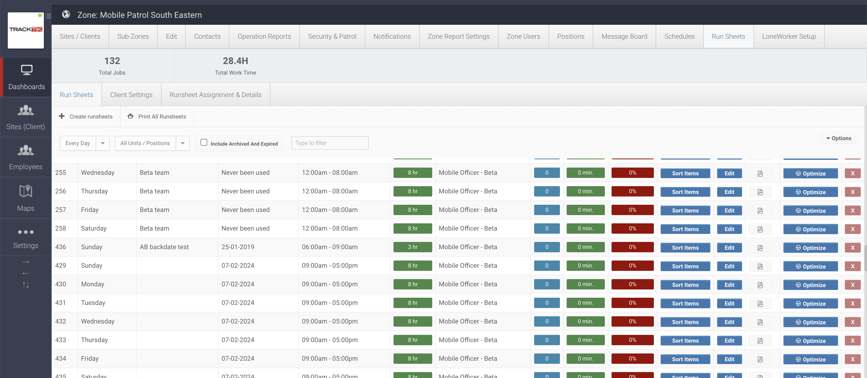 Runsheets / Mobile Runsheets : Creating, Updating, Archiving, Backdating – TrackTik Help Center