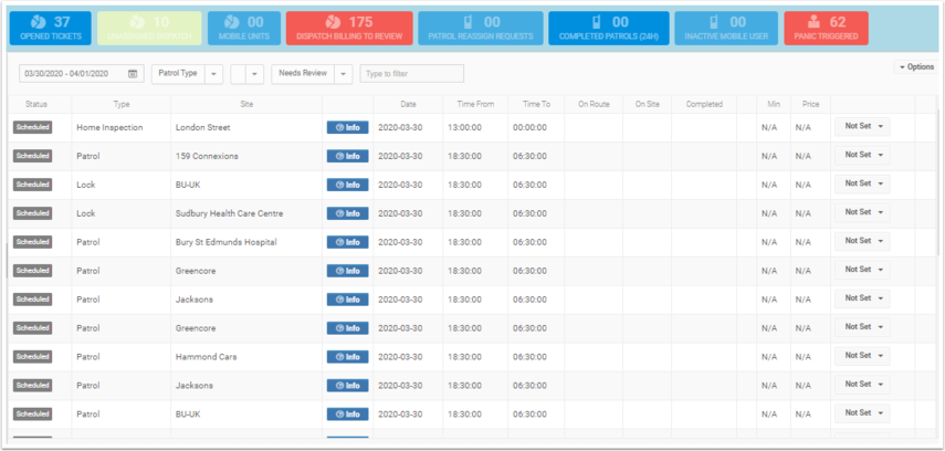 Patrol and Dispatch Billing Verification Screens – TrackTik Help Center