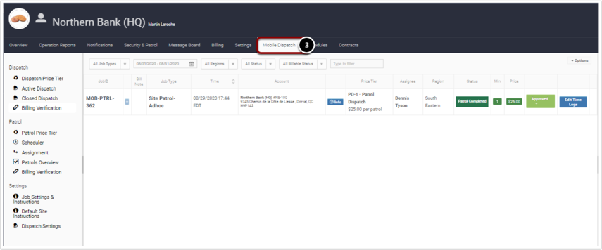 Patrol and Dispatch Billing Verification Screens – TrackTik Help Center